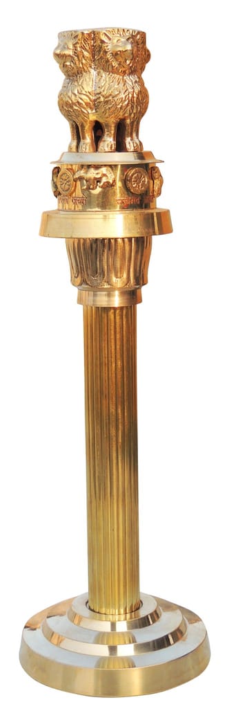 Brass Showpiece Ashok Lath Statue - 3.5*3.5*11.2 Inch (F691 F)