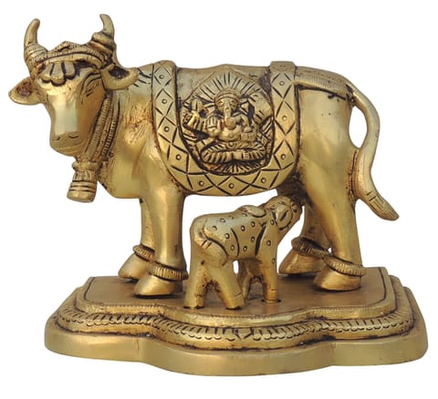 Brass Showpiece Cow with Calf LG - 5.3*3.6*4.6 Inch (BS1442 C)
